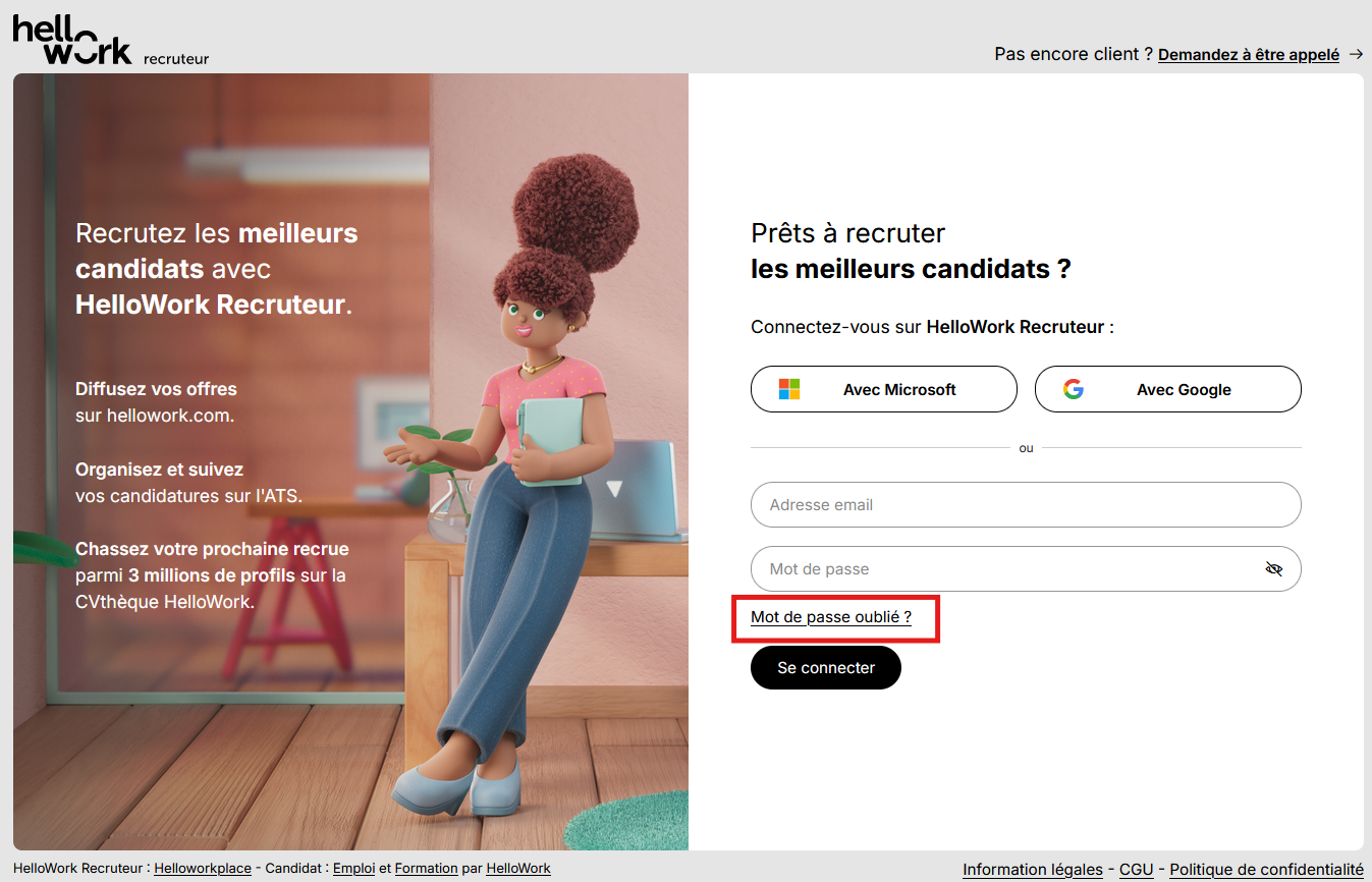 J'ai perdu mon mot de passe – Hellowork recruteur Aide
